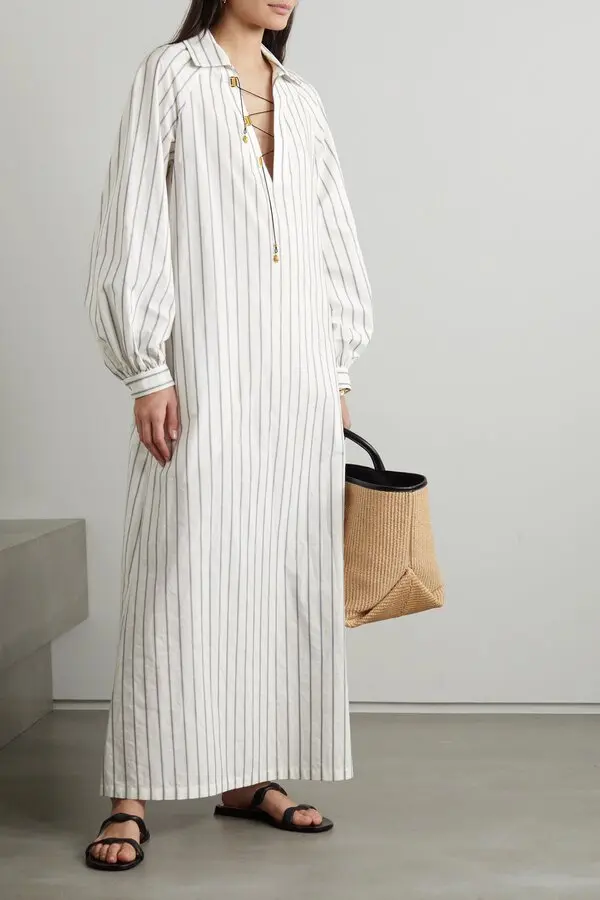 Zeus+dione Aiolos Striped Cotton-poplin Kaftan