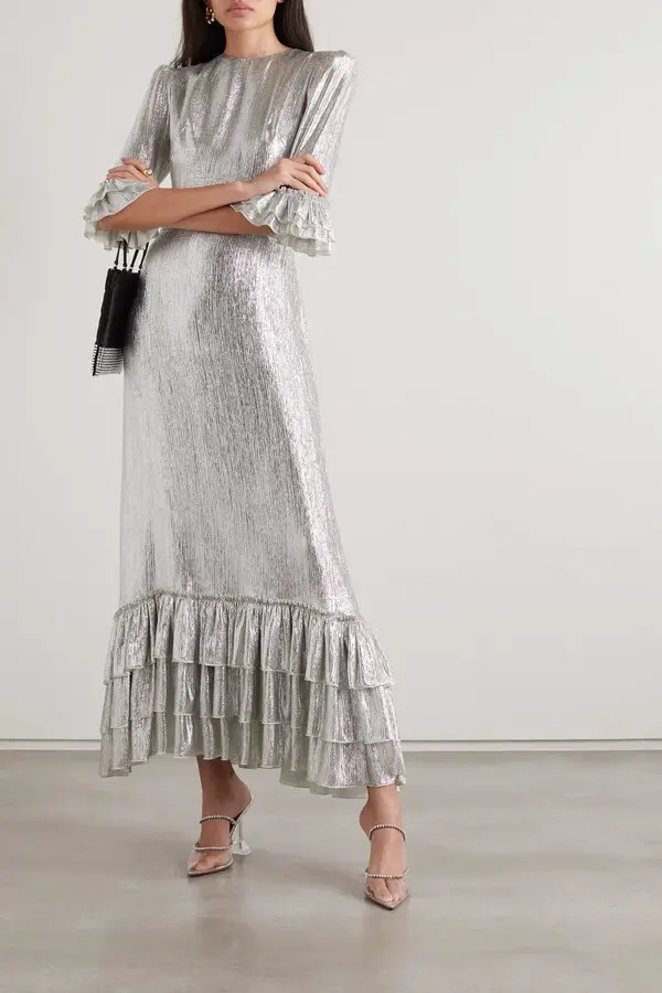 THE VAMPIRE'S WIFE The Cinderella Ruffled Wool-blend Lamé Midi Dress