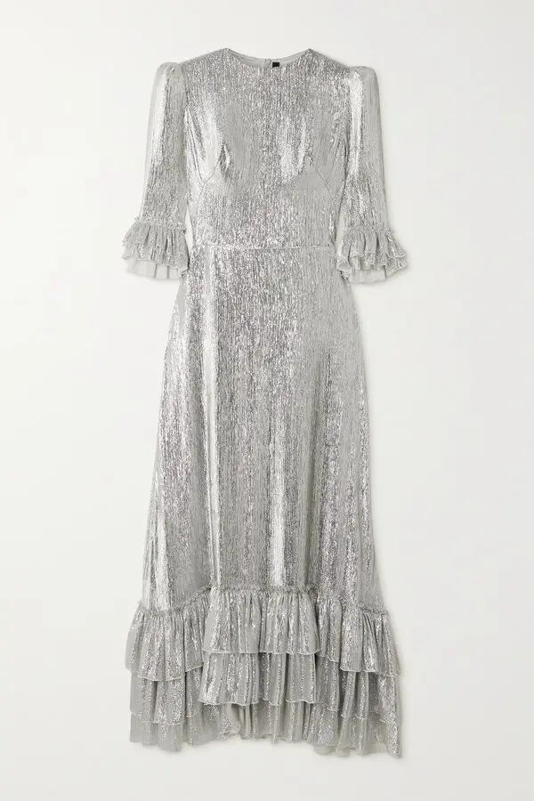 THE VAMPIRE'S WIFE The Cinderella Ruffled Wool-blend Lamé Midi Dress