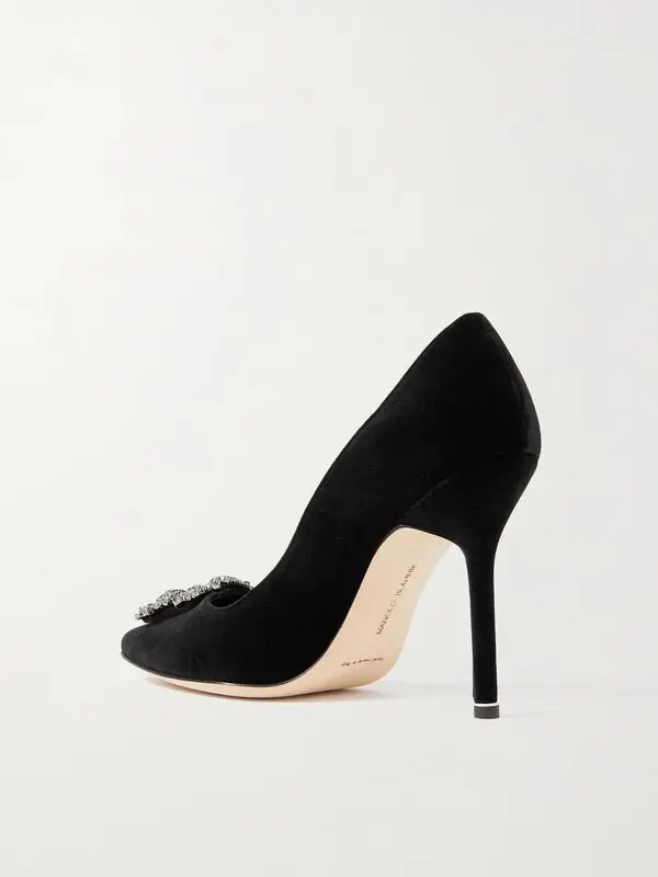 Manolo Blahnik Hangisi 105 Crystal-Embellished Velvet Pumps