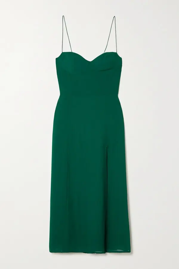 Reformation Juliette Crepe Midi Dress In Green - 40% Off | Editorialist