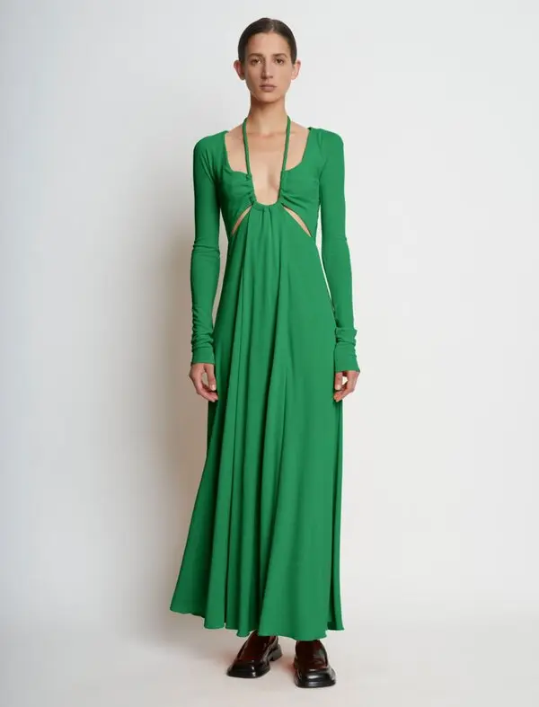 Proenza Schouler Matte Jersey Long Sleeve Dress In Green - 75% Off |  Editorialist