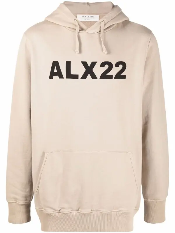 1017 Alyx 9sm Logo Print Hoodie - Neutrals