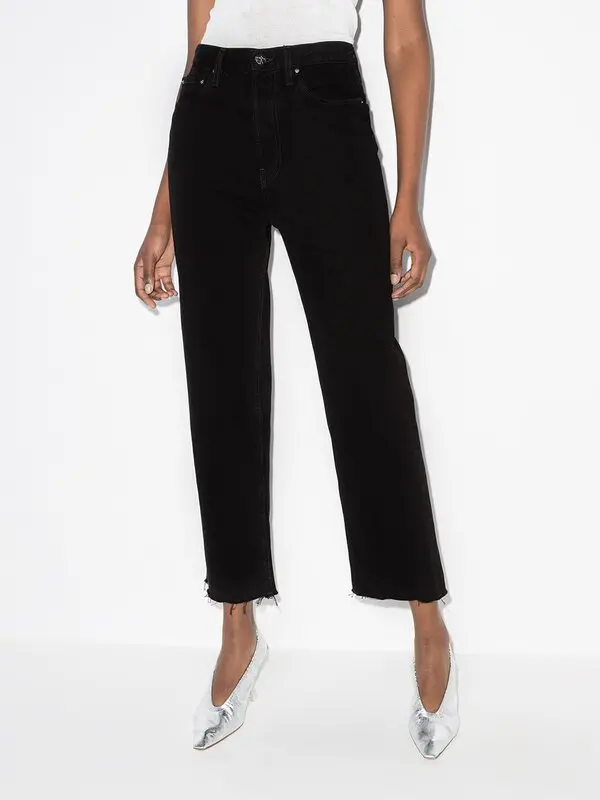 TOTEME Cropped Straight-leg Jeans - Black