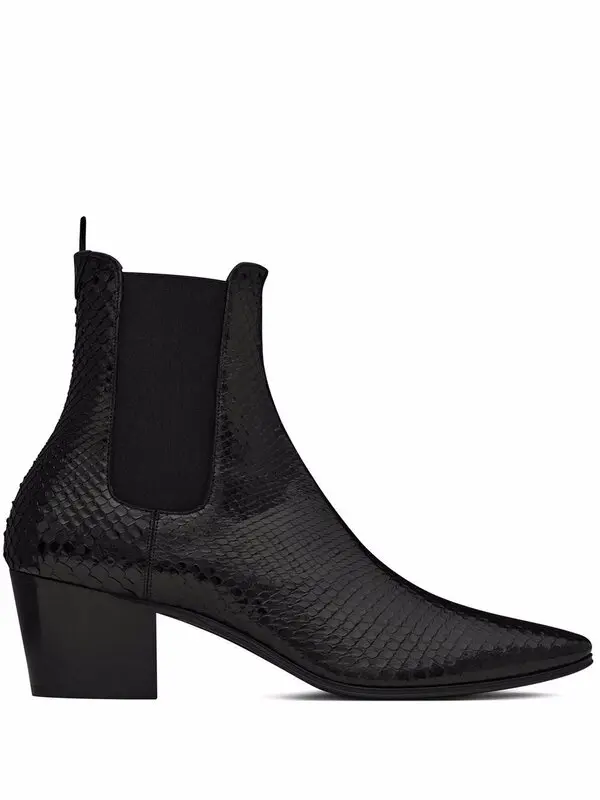 Saint Laurent Vassili 60 Almond-Toe Boots - Black | Editorialist display picture 2