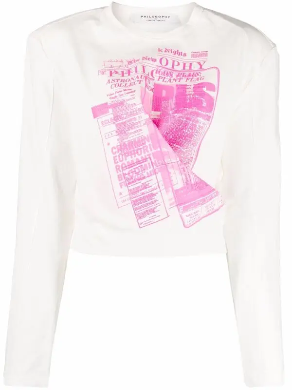 Philosophy Di Lorenzo Serafini Cotton News Print Wrap T-shirt
