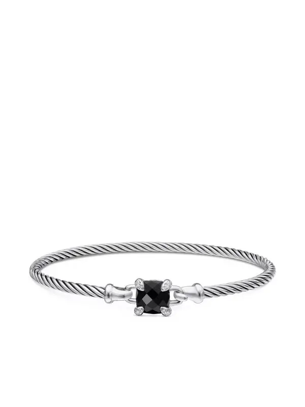 David Yurman Sterling Chatelaine Diamond And Onyx Bracelet