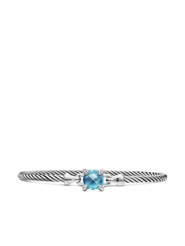David Yurman Sterling Chatelaine Diamond And Topaz Bracelet - Silver