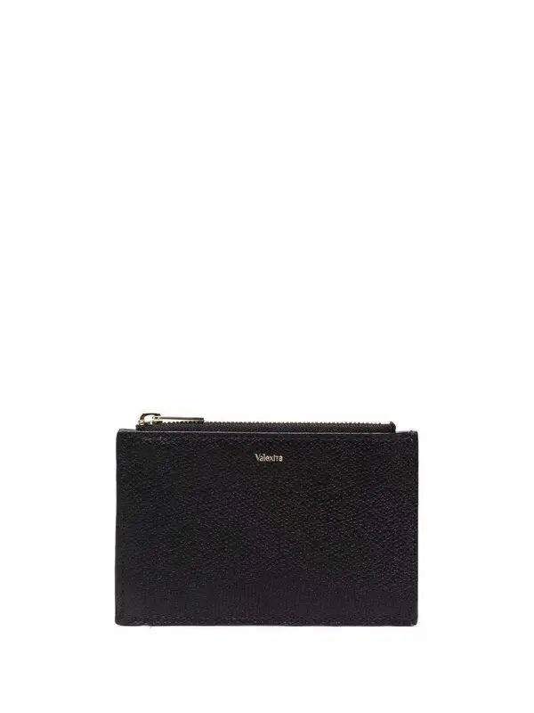 VALEXTRA Zip-up Leather Wallet - Black