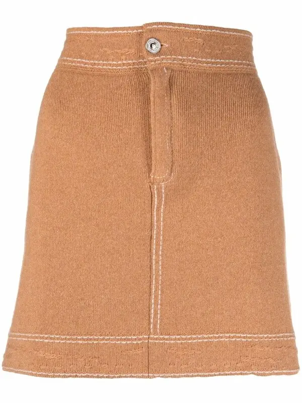 BARRIE Cashmere-blend Mid-rise Skirt - Neutrals