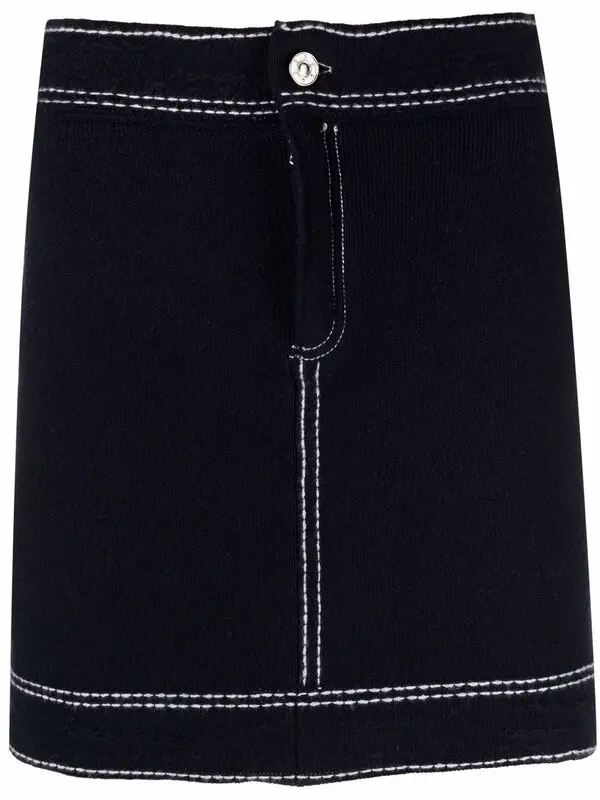 BARRIE Contrast-stitch Mini Skirt - Blue