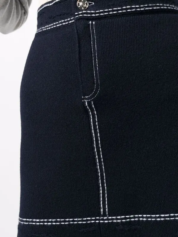BARRIE Contrast-stitch Mini Skirt - Blue