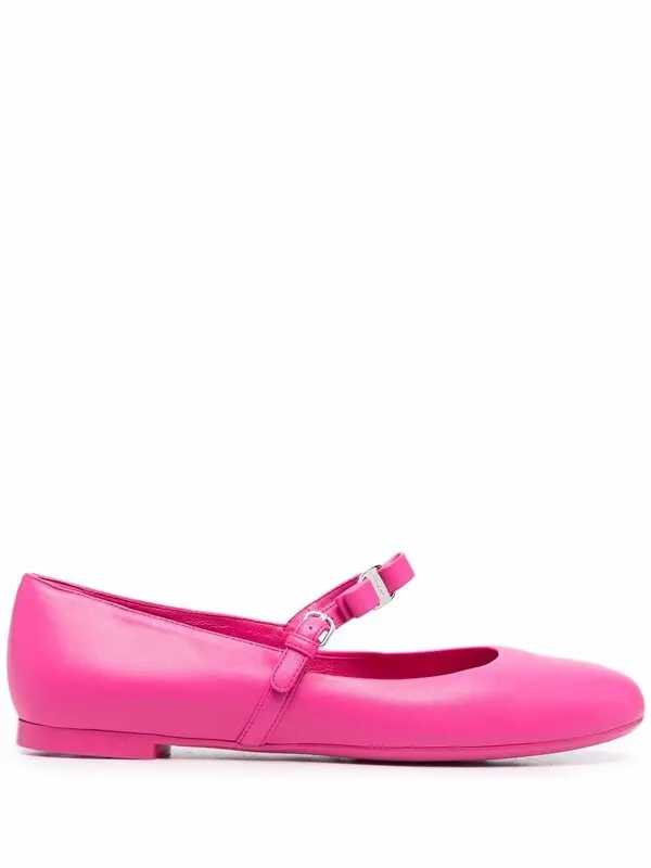 FERRAGAMO Bow-detail Leather Ballerina Shoes - Pink