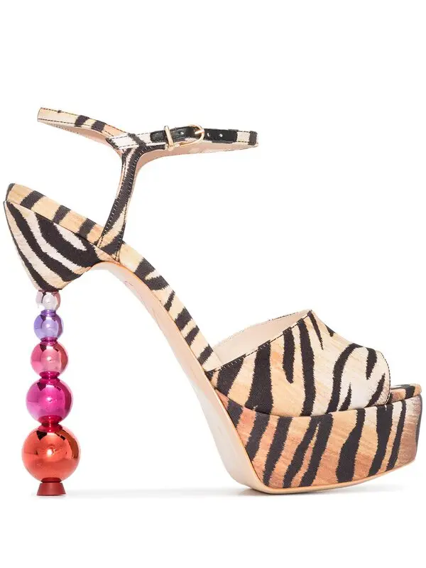 SOPHIA WEBSTER Natalia Tiger Print 140mm Platform Sandals
