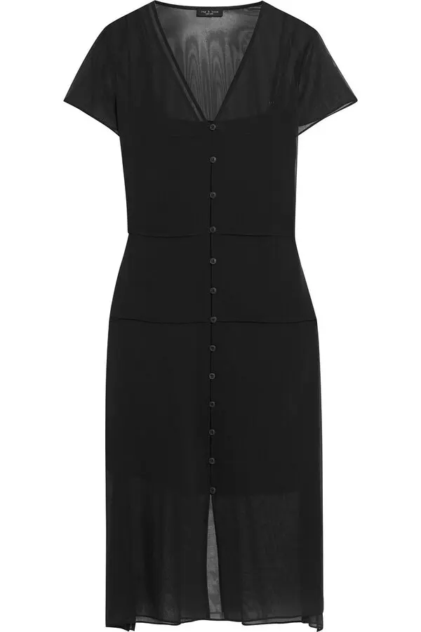rag and bone dress black Rag & Bone Short Sleeve Mini Dress Aiden Black Twill Size Extra Small –  Celebrity Owned main image 1
