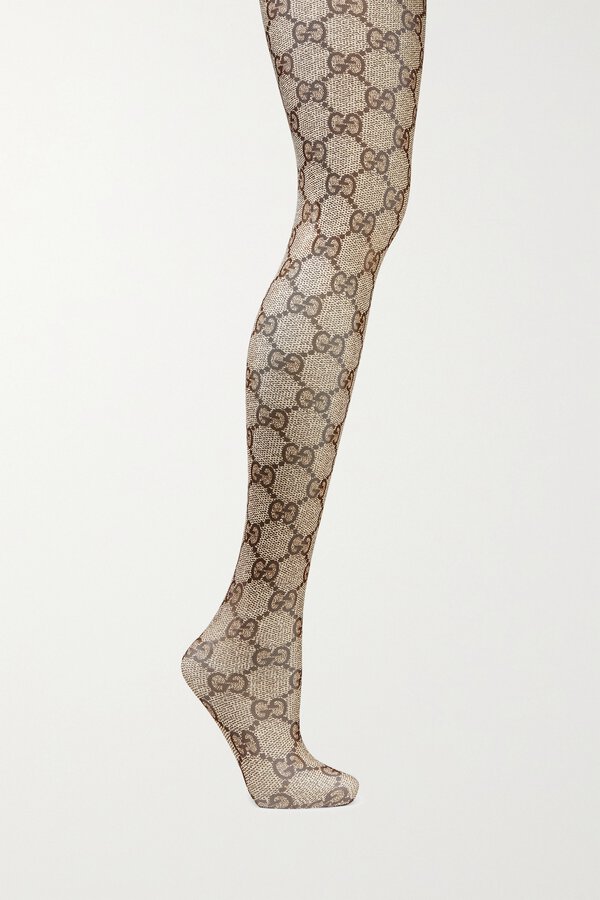 Beige Intarsia Tights - Editorialist
