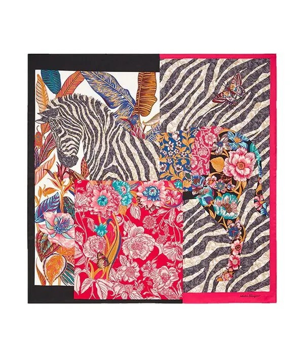 FERRAGAMO Zebra Print Silk Foulard