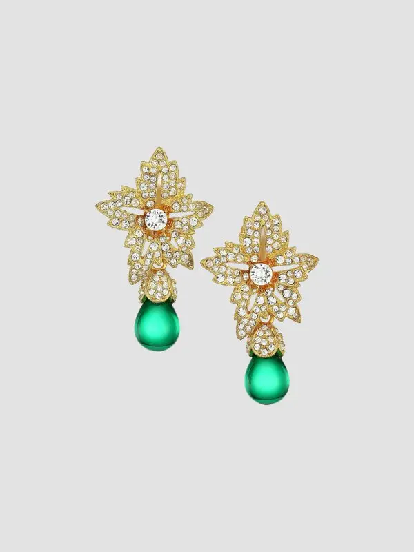 KENNETH JAY LANE 22k Goldplated Crystal Teardrop Clip-on Earrings - Gold
