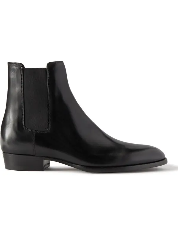 Saint Laurent Wyatt Leather Chelsea Boots - Black