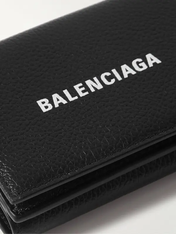 Balenciaga Logo-print Full-grain Leather Trifold Wallet
