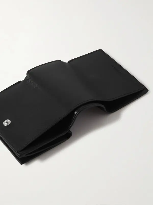 Balenciaga Logo-print Full-grain Leather Trifold Wallet