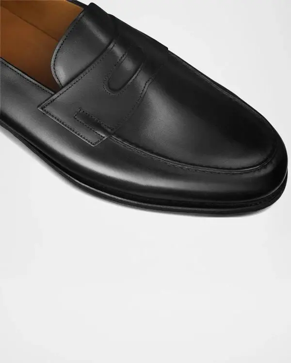 John Lobb Leather Penny Loafers - Black