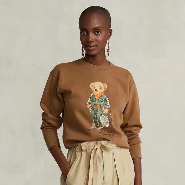 Ralph Lauren Flight Suit Polo Bear Sweatshirt In Taupe 29% Off