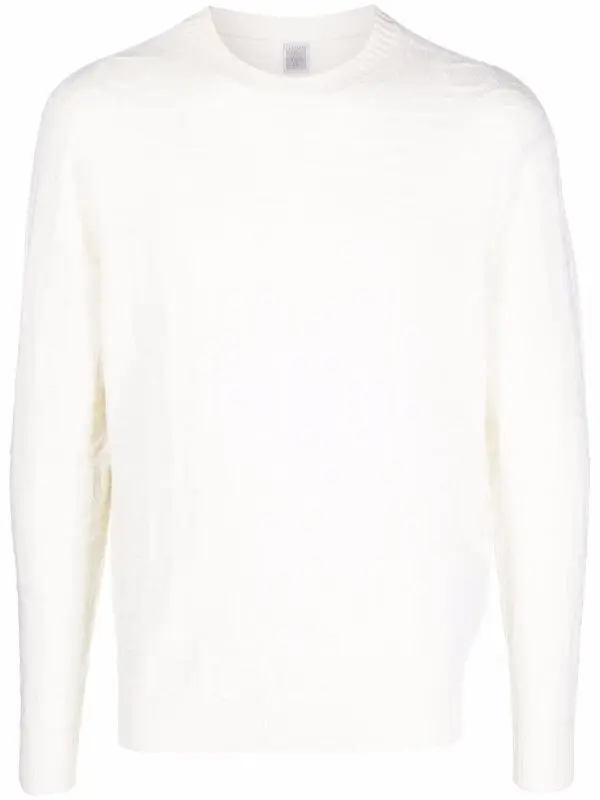 Eleventy Jacquard-logo Knitted Jumper - White