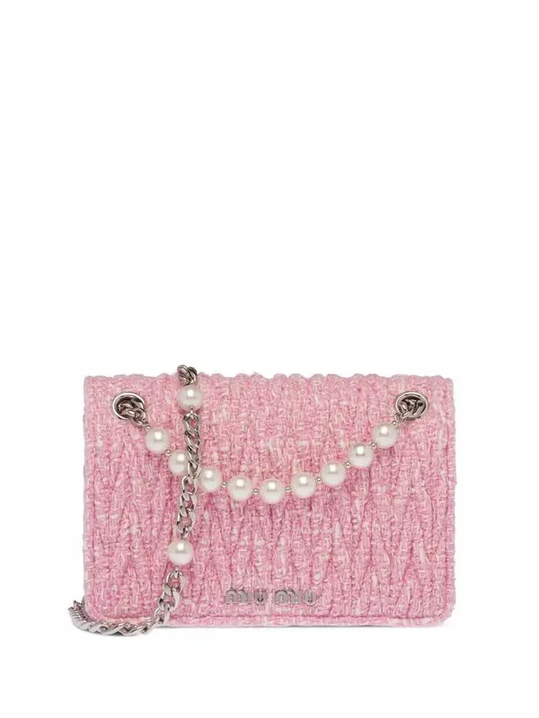 Miu Miu Matelassé Tweed Mini Bag - Pink | Editorialist
