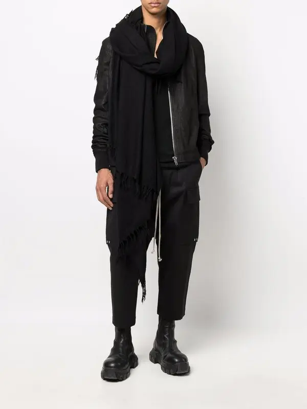 Rick Owens Fogachine Knitted Blanket Scarf - Black | Editorialist
