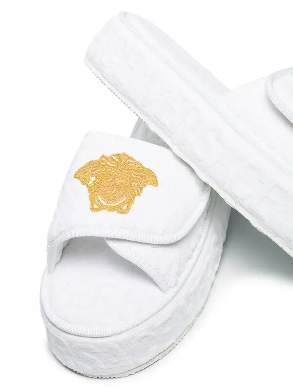 Versace Medusa Head Platform Slippers - White