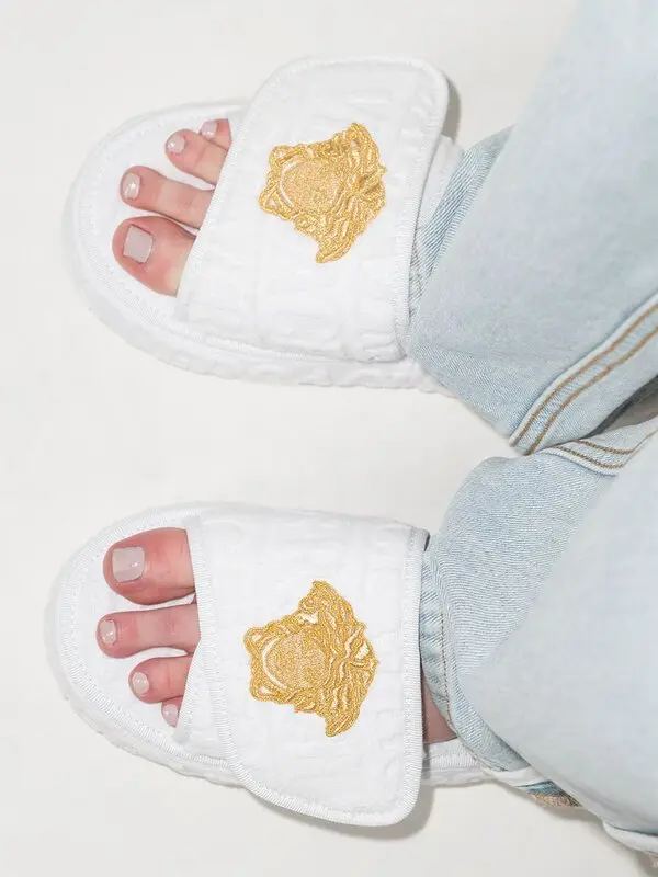 Versace Medusa Head Platform Slippers - White