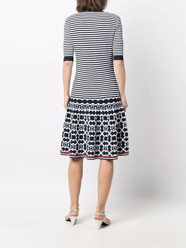 FERRAGAMO Stripe Print Midi Dress