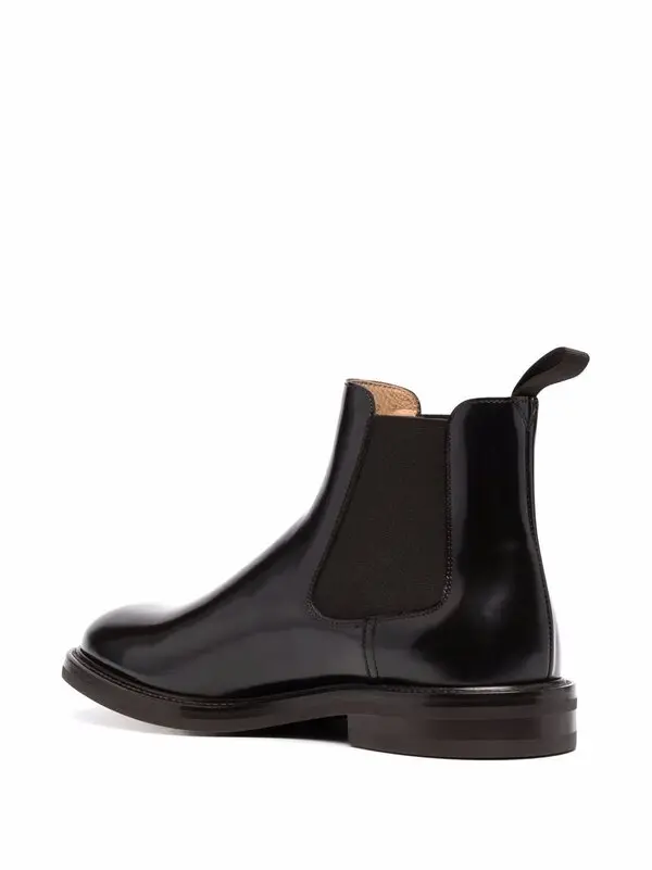 SCAROSSO Glossy Leather Chelsea Boots - Brown
