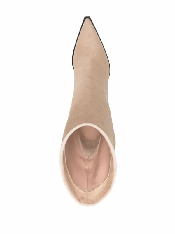 SCAROSSO Emily Pointed Heeled Boots - Neutrals