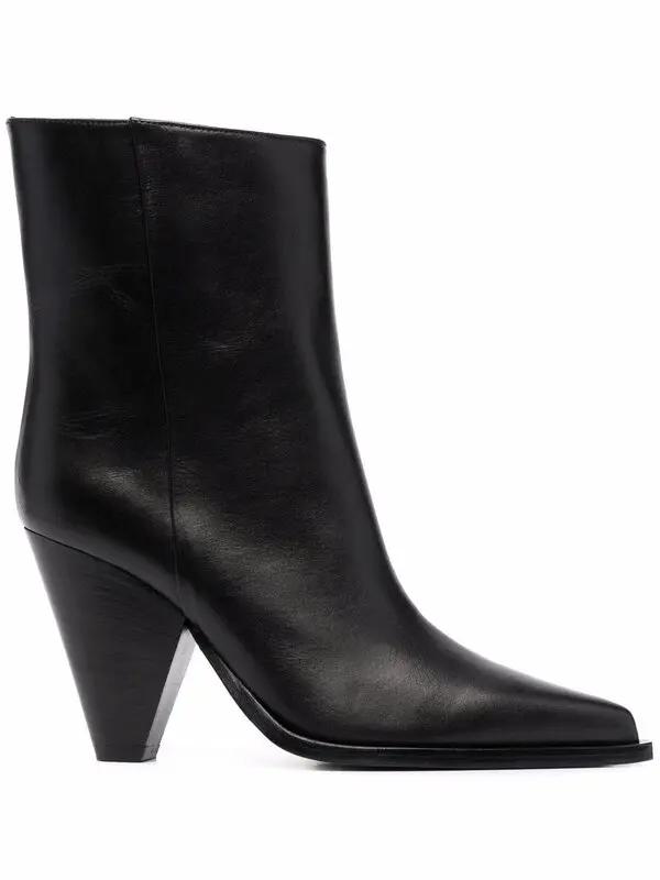 SCAROSSO Emily Leather Ankle Boots - Black