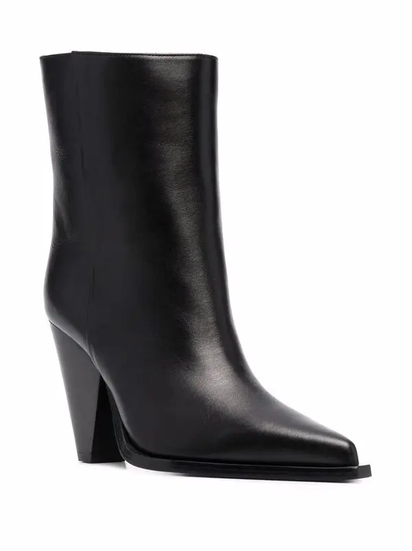 SCAROSSO Emily Leather Ankle Boots - Black