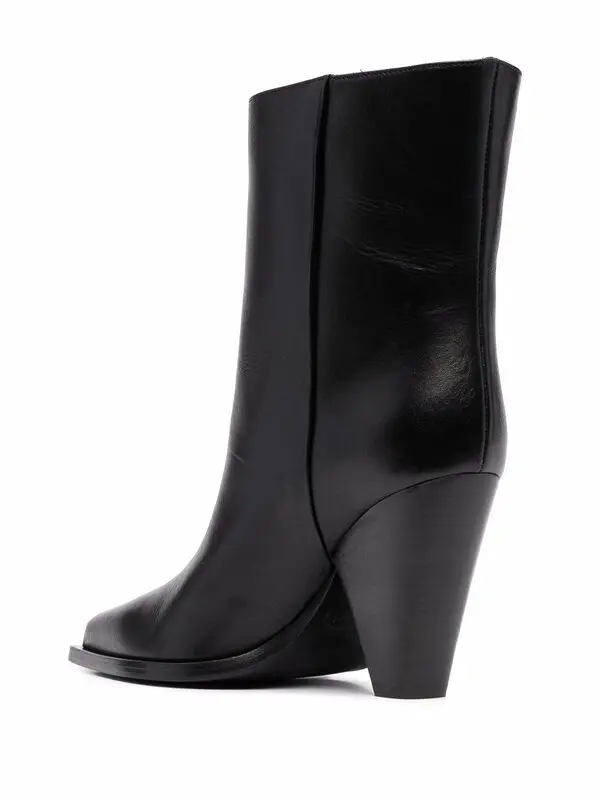 SCAROSSO Emily Leather Ankle Boots - Black