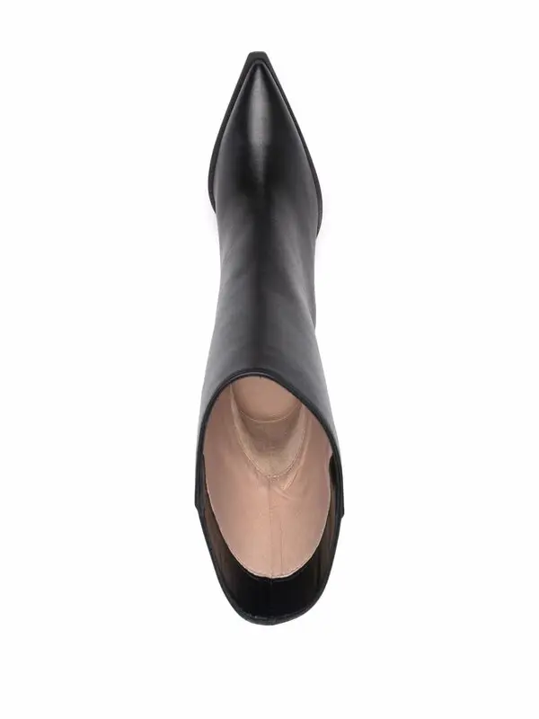 SCAROSSO Emily Leather Ankle Boots - Black