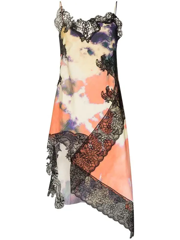 Marques' Almeida Lace Insert Tie-Dye Slip Dress In Purple - 63% Off |  Editorialist
