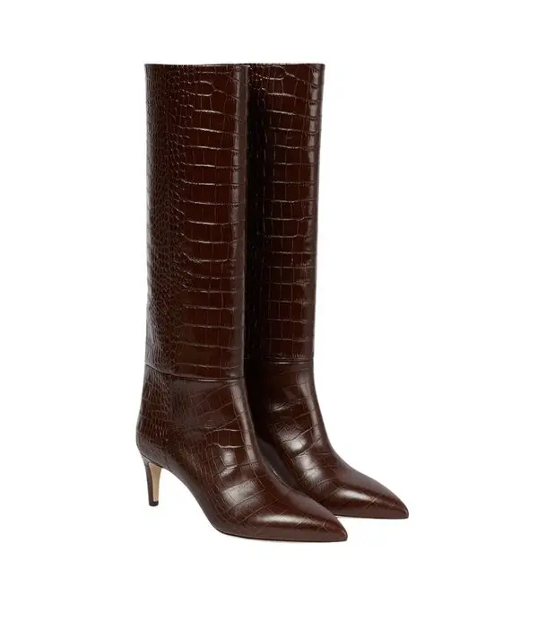 Paris Texas Croc-effect Leather Knee-high Boots - Brown