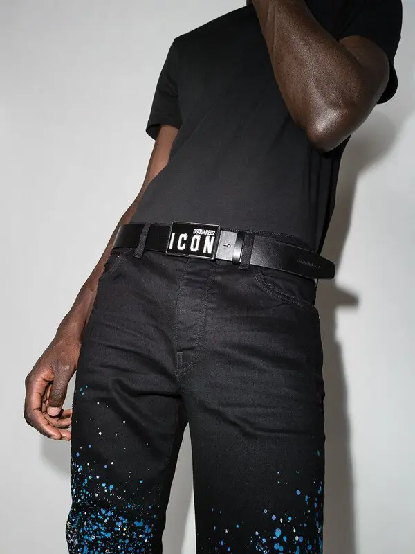 Dsquared2 Icon Logo Plaque Leather Belt