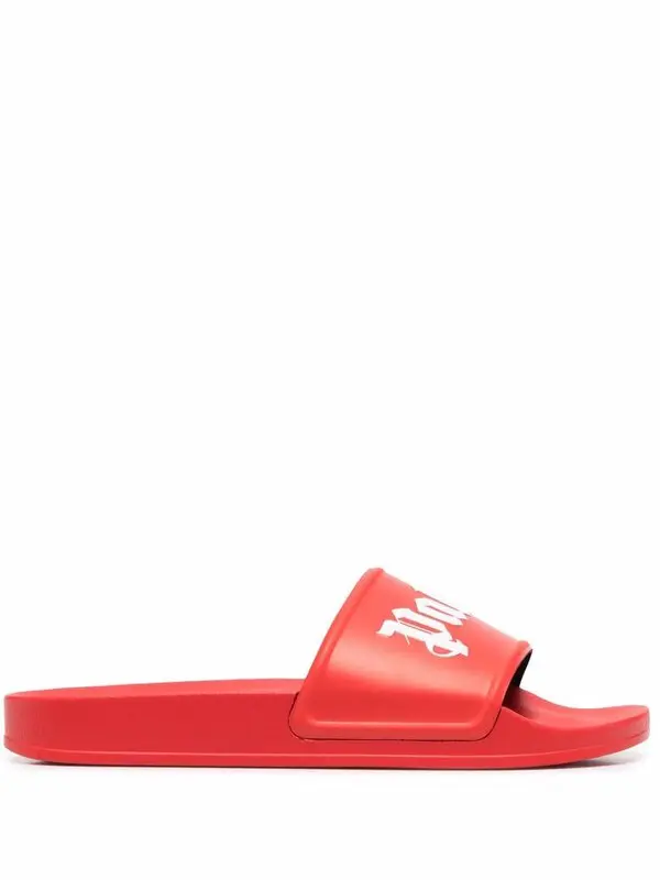 Palm Angels Logo-print Slides - Red