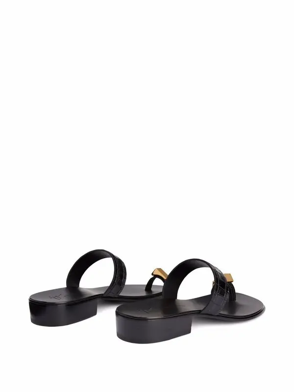 GIUSEPPE ZANOTTI Bardack Snakeskin-effect Toe-loop Sandals