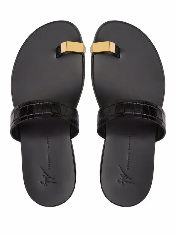 GIUSEPPE ZANOTTI Bardack Snakeskin-effect Toe-loop Sandals