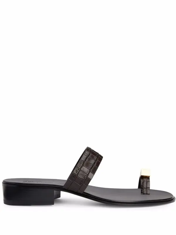 GIUSEPPE ZANOTTI Bardack Snakeskin-effect Toe-loop Sandals