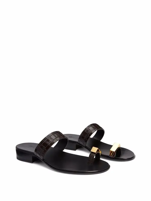 GIUSEPPE ZANOTTI Bardack Snakeskin-effect Toe-loop Sandals