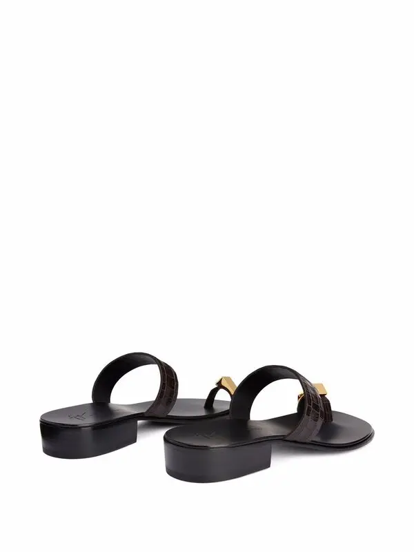 GIUSEPPE ZANOTTI Bardack Snakeskin-effect Toe-loop Sandals
