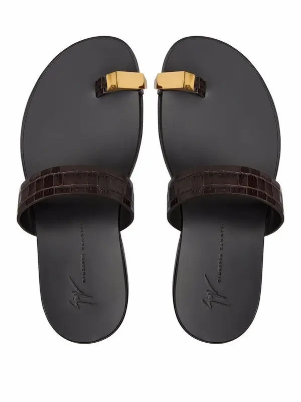 GIUSEPPE ZANOTTI Bardack Snakeskin-effect Toe-loop Sandals
