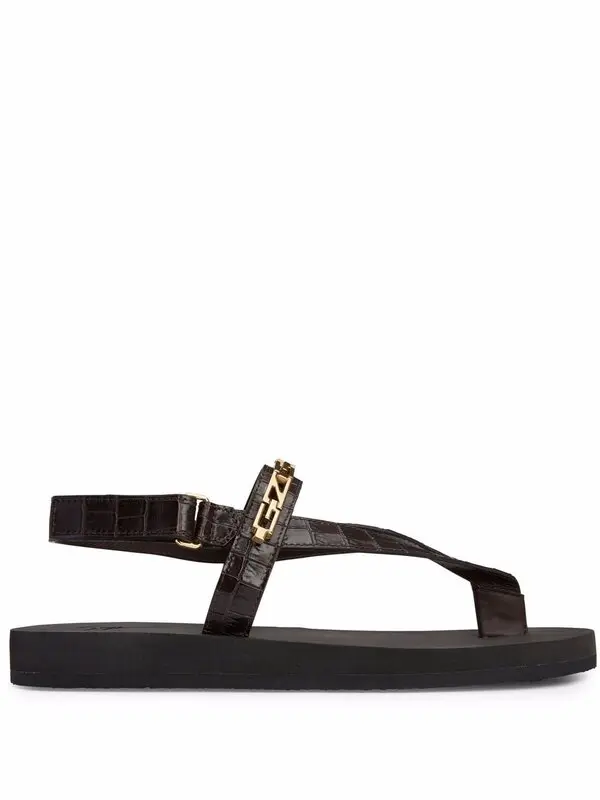 Giuseppe Zanotti Hydra Monogram Flat Sandals In Black - 71  display picture 3